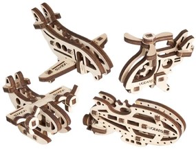 Ugears 3D dřevěné mechanické puzzle 4 mechanické přívěšky Létající stroje