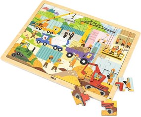 Dřevěné puzzle 48 dílků Viga Stavební stroje