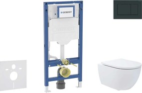 SANITINO - Set předstěnové instalace, klozetu Oudee a sedátka softclose, tlačítko Sigma20, černá lesk/černá mat SANI11CA5191