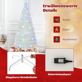 Costway Umělý vánoční stromek 180 cm s barevnými LED světly a optickými vlákny