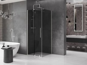 Mexen Velar, sprchový kout s posuvnými dveřmi 100 x 100 cm, 8mm šedé sklo, broušená ocel, 871-100-100-41-97