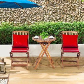 Costway 3-dílný. Terrassenmöbel-Set mit Rundem Tisch a 2 Stühlen a 2 Kissen
