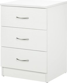 HOMCOM Moderní noční stolek se 3 zásuvkami pro obývací pokoj a ložnici, nosnost 50 kg, 40x35x58 cm, bílý