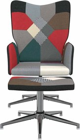 Relaxační křeslo se stoličkou patchwork textil 328202