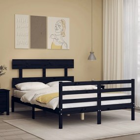 vidaXL Rám postele s čelem 120 x 200 cm masivní dřevo [3195086] Barva: Černá