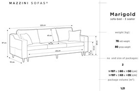 MAZZINI SOFAS Třímístná rozkládací pohovka Marigold