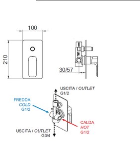 Sapho, SPY podomítková sprchová baterie, 2 výstupy, chrom, PY42