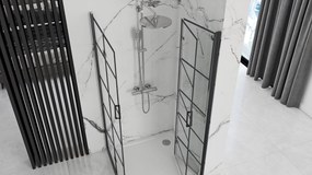 Rea Molier Black Double, sprchový kout se skládacími dveřmi 90(dveře) x 90(dveře), 6mm čiré sklo, černý profil, KPL-22012