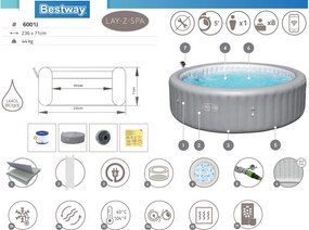 Bestway Hawaii AirJet vířivka 6–8 osob 236 cm WiFi