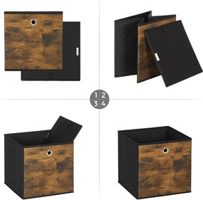 Sada 6 ks skládacích úložných boxů Teria hnědá/černá