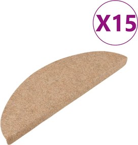 Samolepicí nášlapy na schody 15 ks 56x17x3 cm béžové 136388