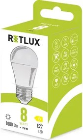RETLUX RLL 642 G45 E27 mini Globe 8W / 1080 lm / 4000K - studená bílá