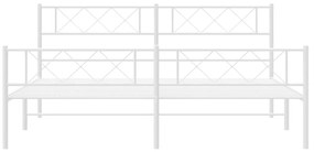 Kovový rám postele s hlavovým a nožním čelem bílý 183 x 213 cm,  372349