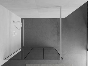 Mexen Kioto, Walk-In sprchová zástěna 110 x 200 cm, 8mm sklo čiré/černý vzor, bílý profil, 800-110-101-20-77