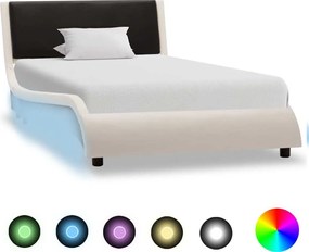 vidaXL Rám postele s LED světlem umělá kůže 90 x 200 cm [280362] Barva: Šedá a bílá