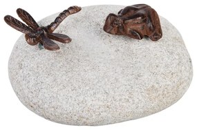 Soška vážka a žába na kameni 19 x 14 x 14 cm litina
