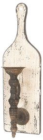 Dřevěný nástěnný svícen s patinou - 18*18*60 cm