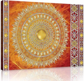 Obraz Mandala Ornament Červený Moderní Do Ložnice Obývacího Pokoje Plátno 100x70