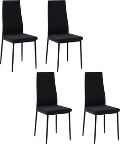 HOMCOM Set 4 čalouněných jídelních židlí z lnu - Moderní kuchyňské židle s vysokým opěradlem a kovovými nohami, nosnost 120 kg, pro obývací pokoj, 41x