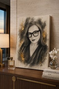 Foto obraz z vlastní fotky na plátno – Charcoal & Gold luxusní portrét