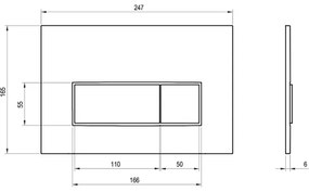 Ravak X01744 - Splachovací tlačítko UNI SLIM 24,7x16,5 cm černá