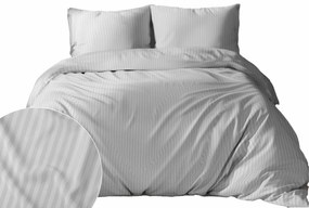 Detexpol Damaškové povlečení 180x200 stříbrné jednobarevné pruhy 1 cm Pure