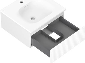 Mexen Rivel, koupelnová skříňka 50 cm s umyvadlem Vela, 1 zásuvka, drážkovaná, bílá matná, 91A20-05023-1-BF01-W23M01