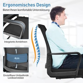 Costway Kancelářská židle net s opěradlem pojme až 136 kg – 60 × 54,5 × 94 cm