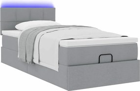 Osmanská postel s matrací &amp; LED světle šedá 80x200cm látka 3312263