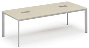Stůl INVITATION 2400 x 1200 x 740, bříza + 2x stolní zásuvka TYP IV, stříbrná
