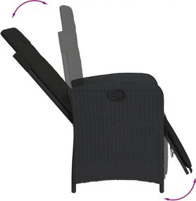 3dílný bistro set s poduškami černý polyratan 3212528