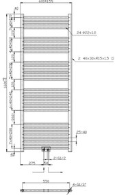 Novaservis - Koupelnový žebříkový radiátor 836W/230V 160x60 cm černá rovný
