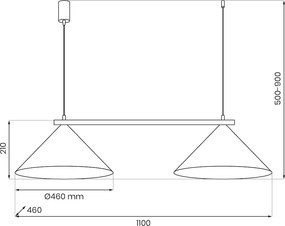 Závěsné svítidlo Capital, 2x tmavě obéžové kovové stínítko, (fi 46cm), be