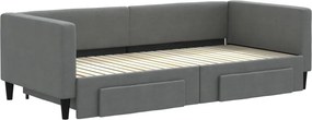 Válenda s přistýlkou a zásuvkami tmavě šedá 90 x 200 cm textil 3196615
