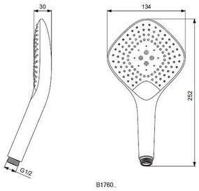 Ideal Standard Idealrain Evo Jet Ruční sprcha Diamond 134 mm, 3 proudy, chrom B1760AA