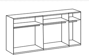 Šatní skříň Bern, šířka 313 cm/výška 208 cm, bílá/antracitová ocel