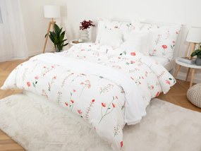 MK Lůžkoviny Francouzské povlečení Mako jersey – Vlčí máky bílé 220 × 200 cm, 2ks 70 x 90 cm