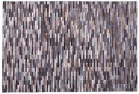 Kožený koberec šedo hnědý 140 x 200 cm AHILLI Beliani