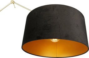 Moderní stojací lampa se zlatým sametovým stínítkem černá 50 cm - Editor
