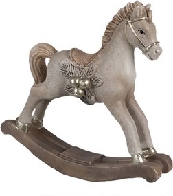 Dekorace béžový houpací koník - 17*5*16 cm