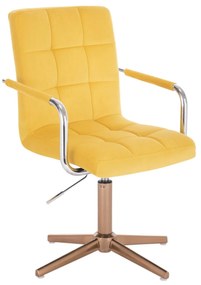 LuxuryForm Židle VERONA VELUR na zlatém kříži - žlutá
