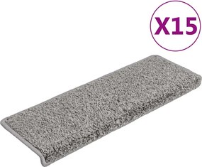 Schodové rohože 15 ks 65 x 21 x 4 cm šedé s obdélníkovým okrajem 134575