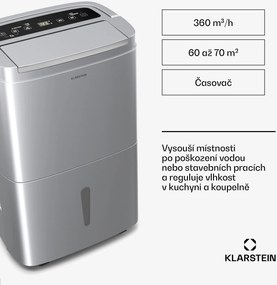 Klarstein Odvlhčovač DryFy Connect 40, 40 l / den, 60-70 m², ovládání pomocí aplikace, mobilní, nádrž na vodu