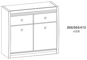 Sconto Komoda MALLORCA FR4 ořech tmavý/dub milano