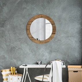 Kulaté zrcadlo tištěný rám Staré dřevo fi 60 cm