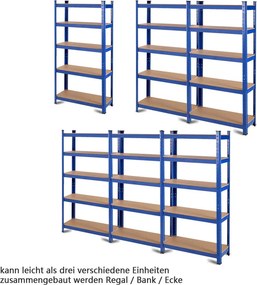 Costway Úložný regál 5 úrovní s kovovým rámem, nosnost do 650 kg, modrý