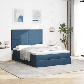 Osmanský rám postele s matrací modrá 140x200cm textil 3313084