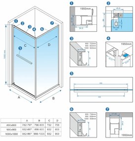 BPS-koupelny Čtvercový sprchový kout HYD-SK16B 90x90 černá/transparent - bez vaničky