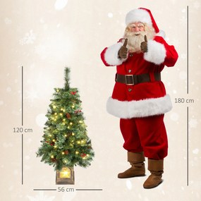 HOMCOM Umělý vánoční stromek 120 cm, smrkový stromek umělý s 100 LED světly, 8 režimů, 214 větviček
