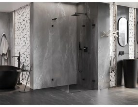 Mexen Lunar-F L, sklápěcí sprchový kout pravý 70 x 70 cm, 8mm čiré sklo, černý profil, 836L-070-070-70-00-P